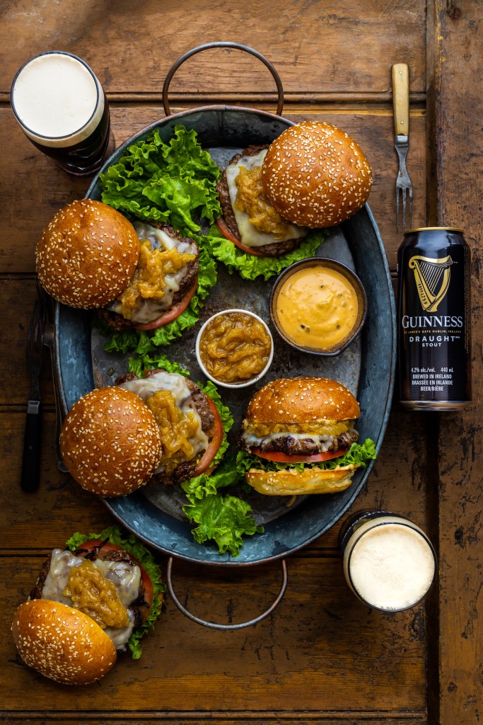 Guinness Smashburgers with Guinness Caramelized Onions & Guinness ...
